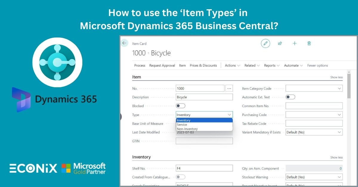 How to use the Item Types in Microsoft Dynamics 365 Business Central - Econix - Microsoft D365 ...